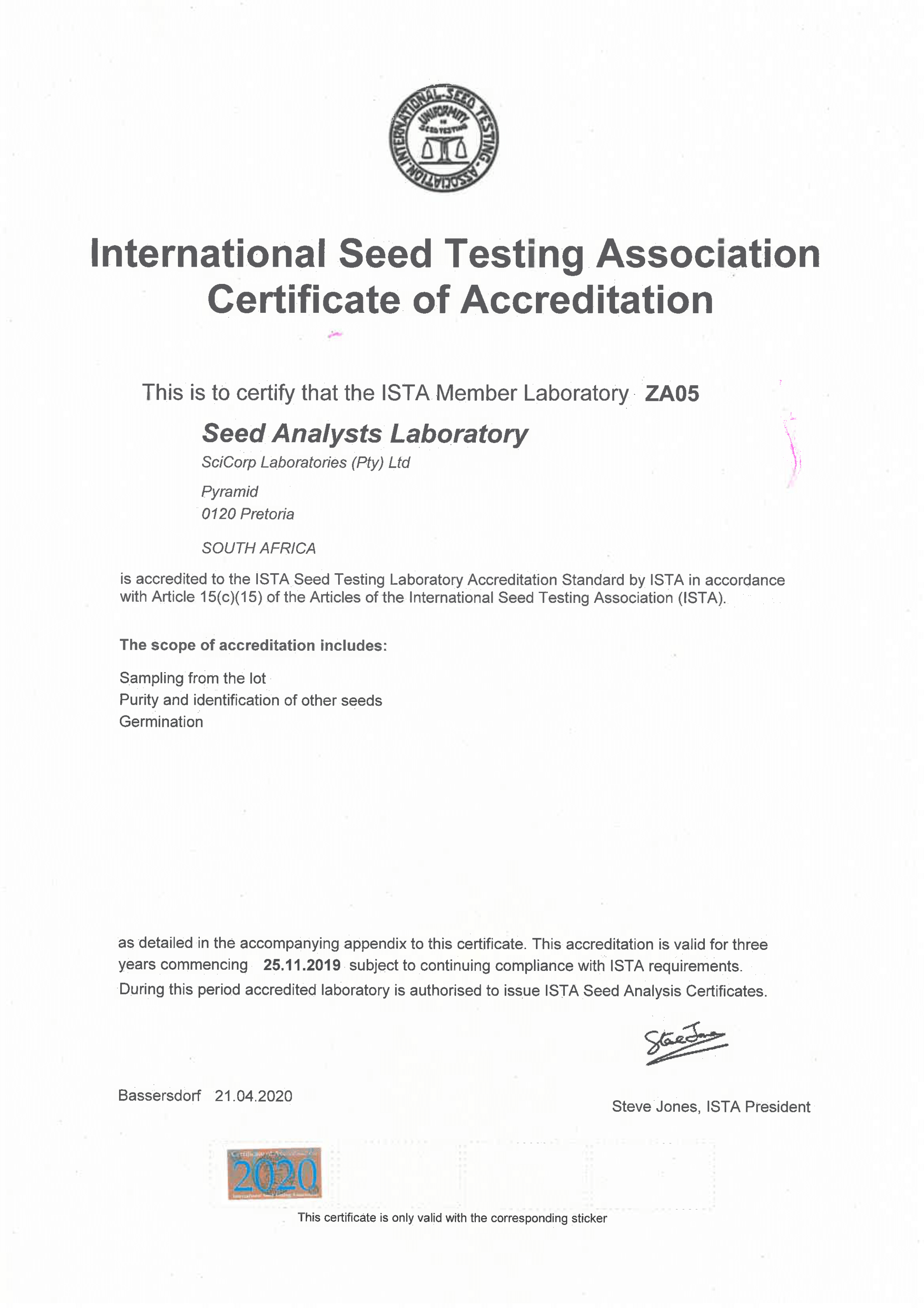 Accreditation - SciCorp